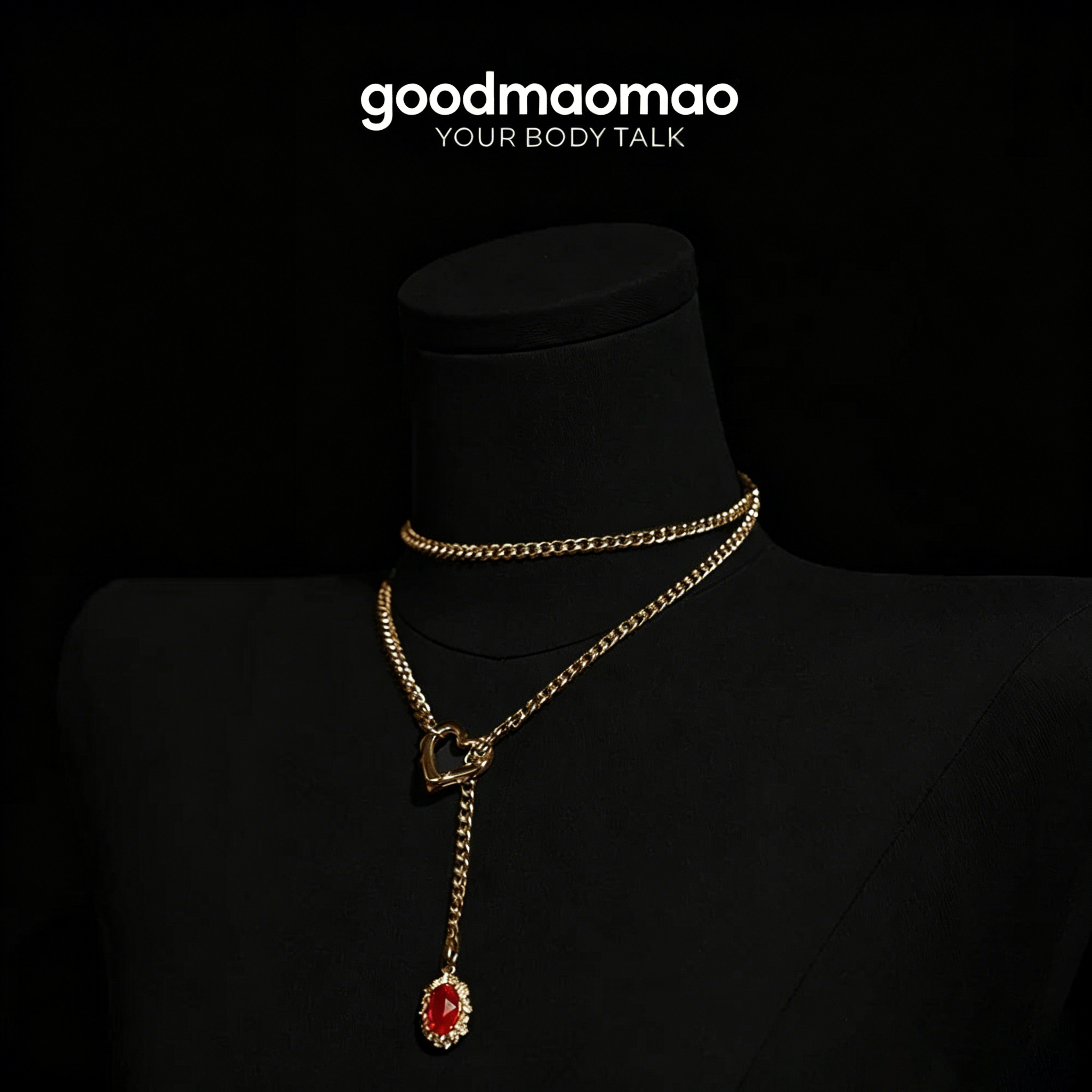 Golden Silence | Layered Titanium Steel Y-Necklace - GoodMaoMao