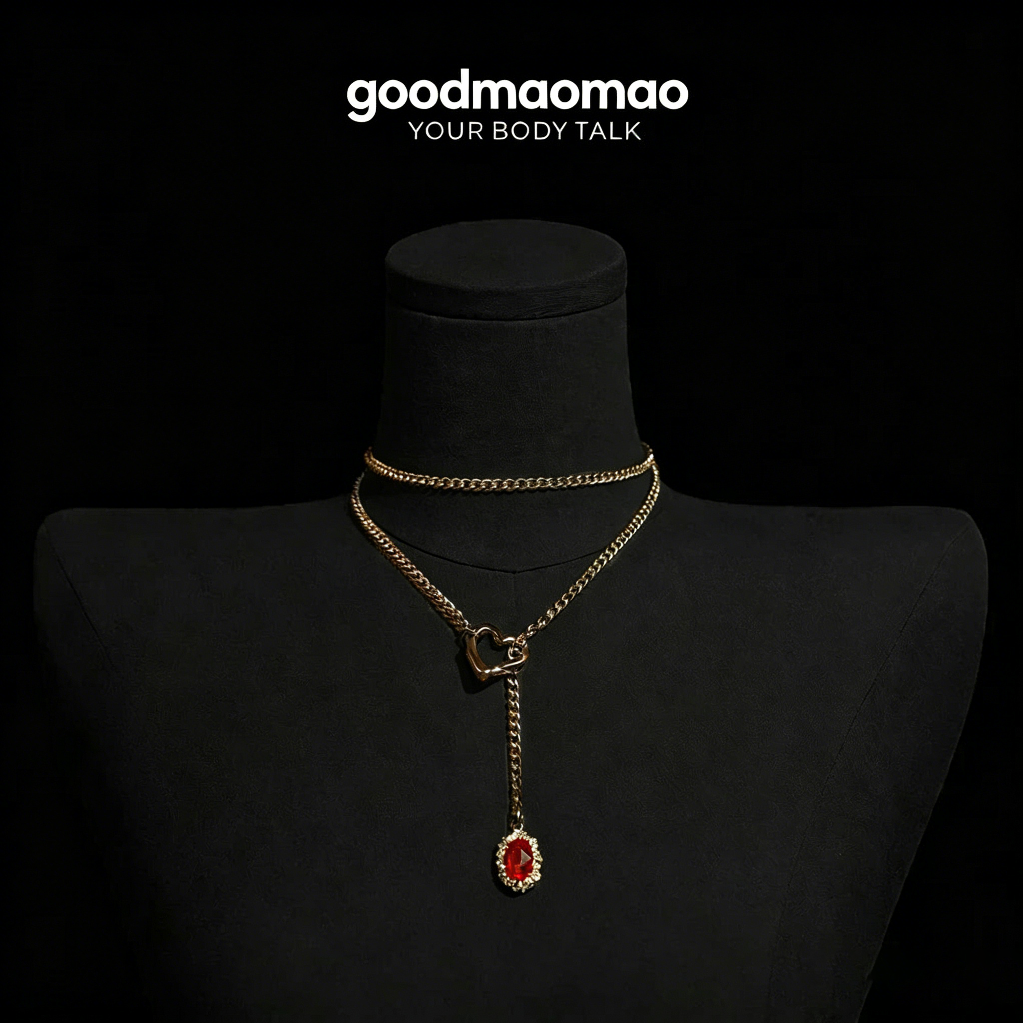 Golden Silence | Layered Titanium Steel Y-Necklace - GoodMaoMao